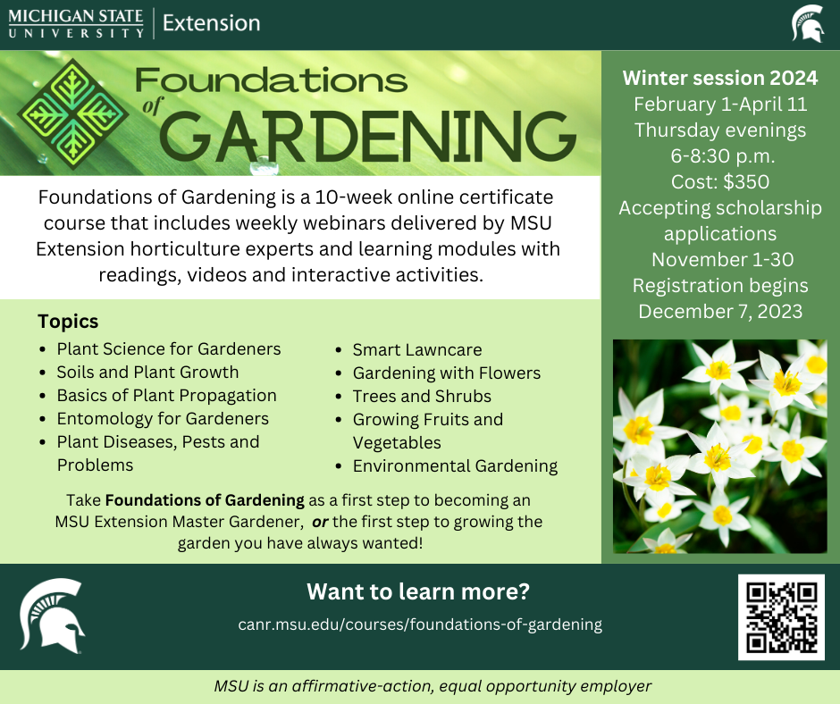 Registration begins soon for MSU Extension’s online Foundations of Gardening course – winter ...